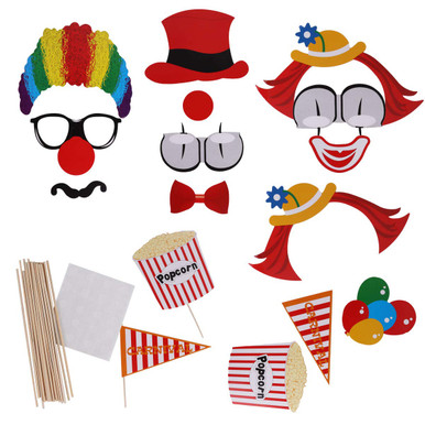 CHICTRY Funny Party Photo Booth Props DIY Kit Red Nose Circus Clowns ...