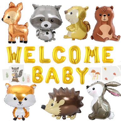 18PCS Woodland Welcome Baby Balloons Woodland Baby Shower Decorations ...