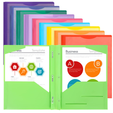 EOOUT 20 Pack Pocket Folders with Prongs, 10 Colors Heavy Duty File ...