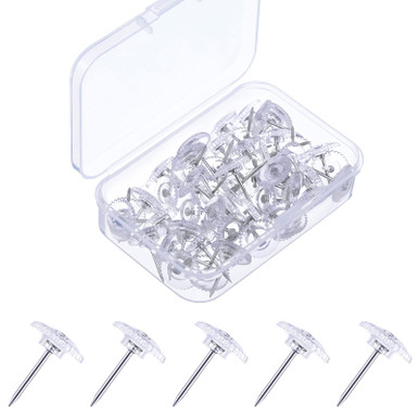 Clear Push Pins Small Plastic Thumb Tacks Steel Point and Clear Plastic ...