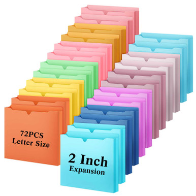 72 Pcs Expanding File Folder Jackets Letter Size 2 Inch Expansion File ...