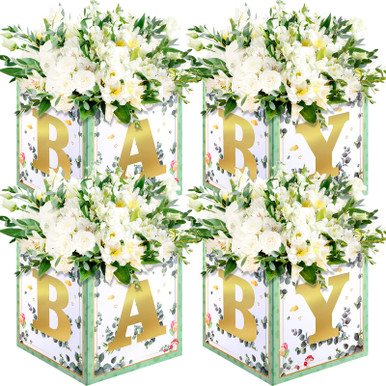 4 Pcs Baby Shower Centerpiece Baby Flower Boxes Baby Blocks Decoration ...