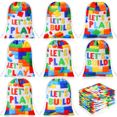 Kajaia 24 Pieces Building Block Drawstring Bags Build Blocks Party ...