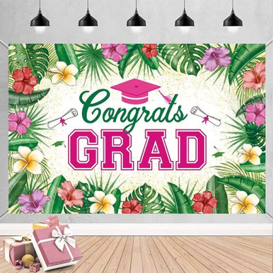 CheeseandU Tropical Graduation Backdrop Hawaiian Luau Graduation Party ...