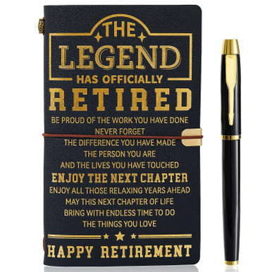Embossed Gilded Retirement Journal&Pen Gift Set Refillable Leather ...