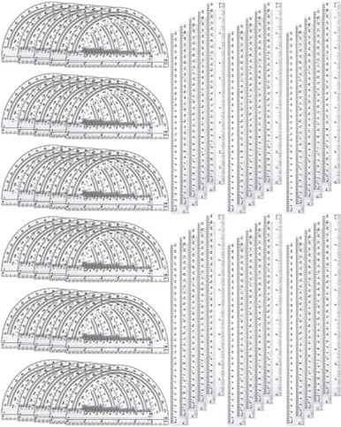 60 Pieces Plastic Ruler and Protractor Set 30 Plastic Ruler Flexible ...