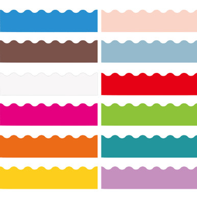 120 Feet Colorful Classroom Bulletin Board Borders Scalloped Bulletin ...