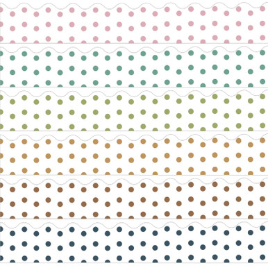 120 Feet Polka Dot Bulletin Board Borders Dots Scalloped Border Trim ...