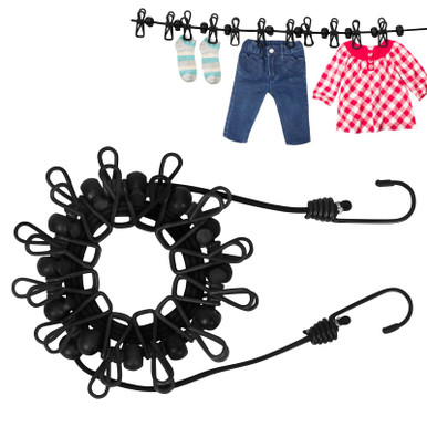 FYY Clothesline, Portable Elastic Travel Camping Clothes line with 12 ...