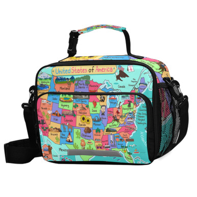 MFTJYO Animal World Map Lunch Box for Girls Boys United States Map ...