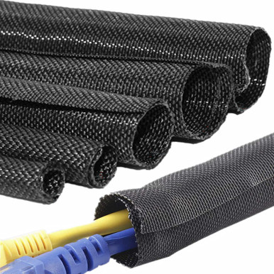 Moyishi Self-Wrapping Black Braided Cable Management Sleeves Wire Loom ...