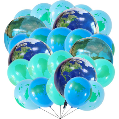 SOTOGO 53 Pieces Earth Balloons Set 22 Inch 4D World Map Balloons 12 ...
