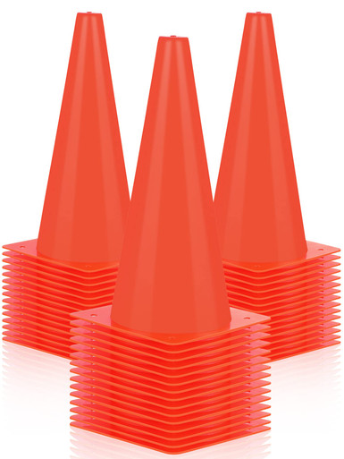 24 Pieces Traffic Cones, 12 Inches Cone Markers, Plastic Construction ...
