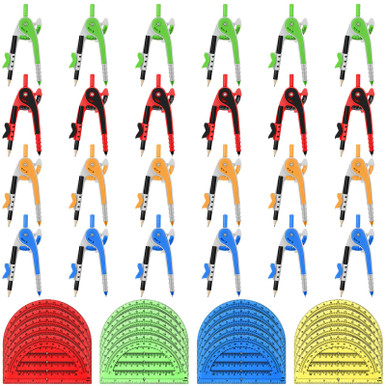 PerKoop 48 Pcs Compass and Protractor Set Geometry Compass with Pencils ...