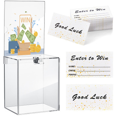 Teling Tall Acrylic Donation Box with Lock and Sign Plate Safe ...