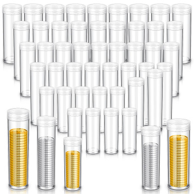 Yaomiao 50 Pcs Coin Tubes Assorted Sizes 20 Nickel Dime Coin Storage ...