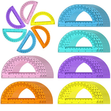 100 Pcs Plastic Protractors, 180 Degrees 6 Inch Math Protractors ...