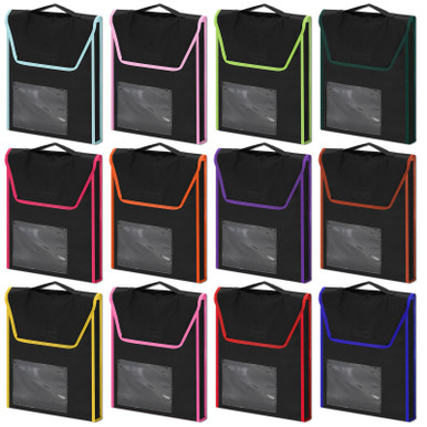 Sweetude Set of 12 Large Book Pouches Black Color Neon Trims 11.8 x 15 ...