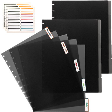 15 Sheets Discbound Notebooks Dividers Black Binder Index Divider with ...