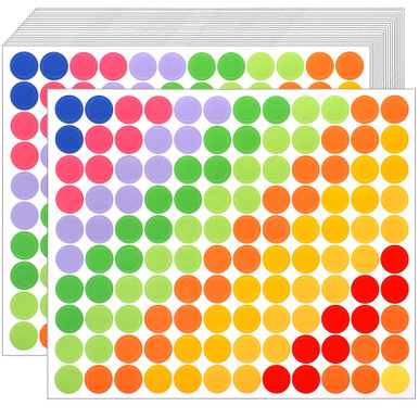 3000 Pcs 1/2 Inch Colored Dot Stickers Round Color Coding Labels Round ...