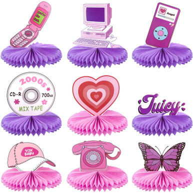 9 Pcs Y2k 2000s Pink Party Decorations Honeycomb Centerpiece Bridal ...