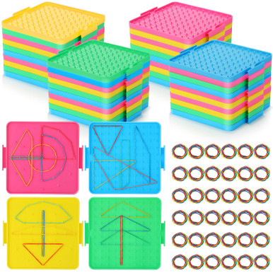 Lenwen 40 Packs 6.3 Inch Double Sided Geoboard Math Manipulatives ...