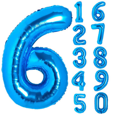 40 Inch Blue Number 6 Balloon Large Size Jumbo Digit 6 Mylar Foil ...