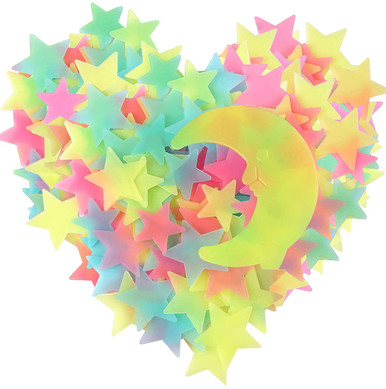 DTLIFEK 100PCS Glow in The Dark Stars Wall Decals Luminous Moon ...