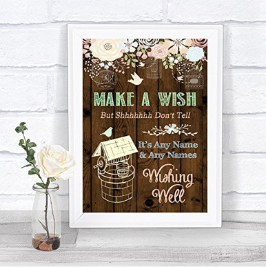 Rustic Wood Effect Wishing Well Message Personalized Wedding Sign ...