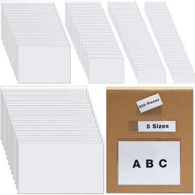 Harloon 200 Pieces Clear Adhesive Label Pockets 5 Sizes Clear Plastic ...