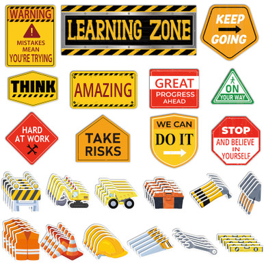 Harloon 71 Pcs Construction Bulletin Board Set Learning Zone Bulletin ...