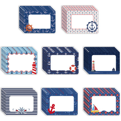 Harloon 48 Pcs Nautical Anchors Name Tags Nautical Name Tags Stickers ...