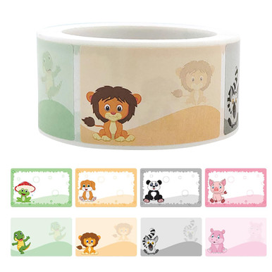 Animals Name Tags Stickers Cute Lion Frog Pig Name Stickers Cartoon ...