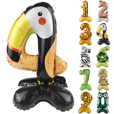 Animal Number Balloons stand cartoon zoon Foil Mylar Balloon Birthday ...