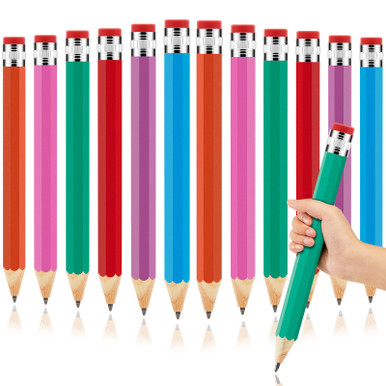 12 Pcs Wooden Jumbo Pencils 14 Inch Funny Big Novelty Pencil with Cap ...