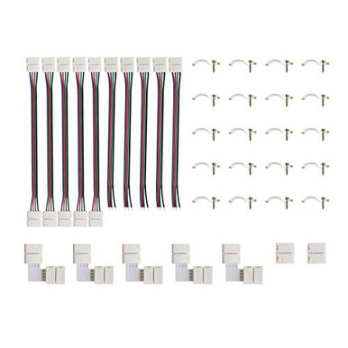 Gxilee 3528 5050 10mm 4 Pin RGB LED Strip Light Connector and Mounting ...