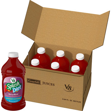 V8 Splash Diet Berry Blend Diet Juice Drink, 64 fl oz Bottle (Case of 6 ...