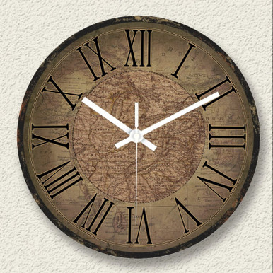 Vrurinss Wooden Wall Clock Earth Geography Clock Battery Operated ...