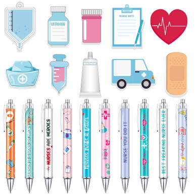 20 Pcs Nurse Ballpoint Pens and Mini Funny Nurse Sticky Notes Set ...