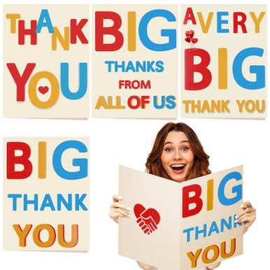 Riyiper 4 Sets Giant Thank You Greeting Card with Envelope 14 x 22 Inch ...
