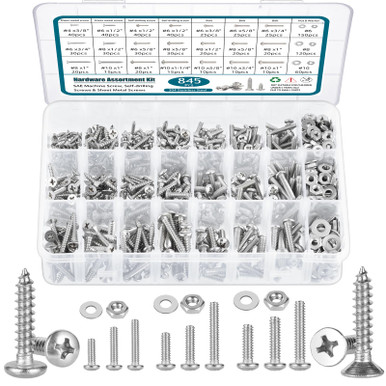 845pcs Nuts and Bolts Assortment kit,Stainless Steel Bolts and Nuts kit ...