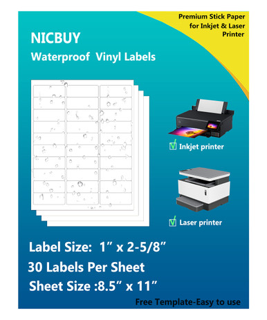 600 Pcs Shipping Labels 1x2-5/8 inch 30-up Printable Matte White ...