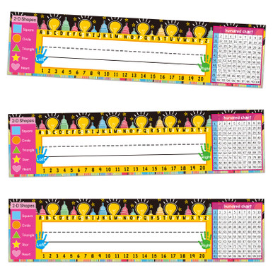 Pack of 50 Light Bulb Style Nameplates for Student Desks Classroom Name ...