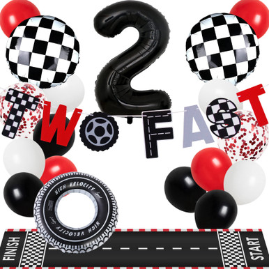 HOMEZZO Two Fast Birthday Decorations - 2 Fast Race Car Themed Party ...