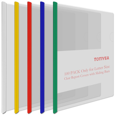 TOTiyea 100 Pack Clear Report Covers with Sliding Bars, 5mm (20 Sheet ...