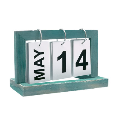 DIYOMR Classic Standing Flip Calendar Wooden Perpetual Calendar, Retro ...