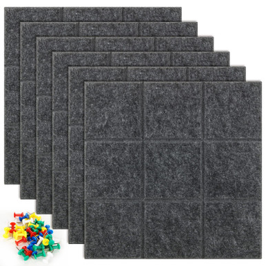 CertBuy 6 Pack 11.8 Inch Felt Board Tiles for Wall with 40 Push Pins ...
