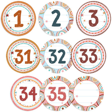 Lincia 40 Pcs Boho Number Cutouts Number 1 to 35 Rainbow Bulletin Board ...