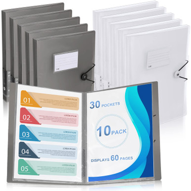 10 Pack A4 Art Portfolio Binder with Plastic Sleeves 30 Pockets ...
