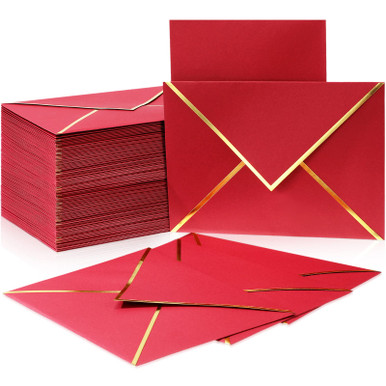 200 Pcs Bulk 5x7 Envelopes for Invitations with Gold Border V Flap A7 ...